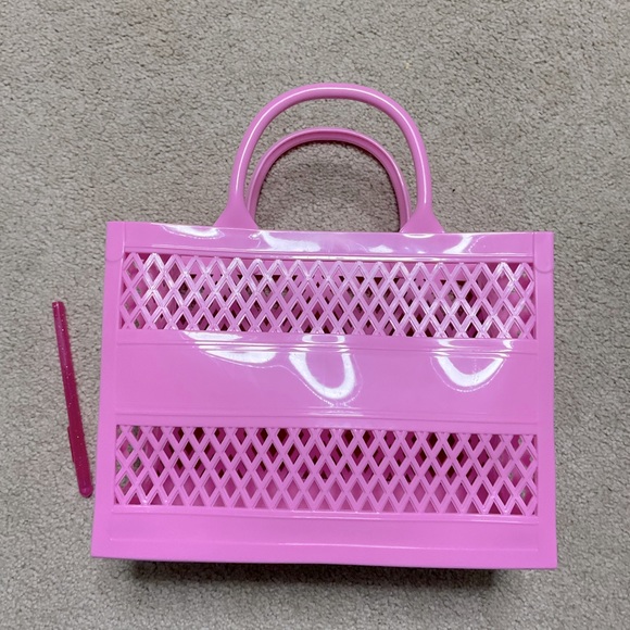 Bags | Mini Pink Plastic Tote | Poshmark